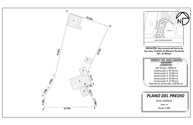Plano Del Predio: UBICACIÓN: Zona Sureste Del Barrio de San Juan ...