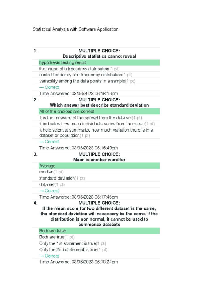 Statistical Analysis With Software Application | PDF | Statistics ...