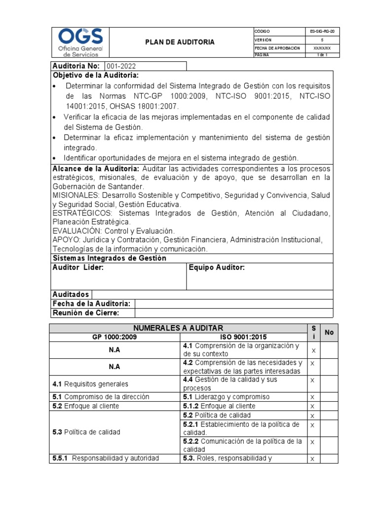 Ejemplo Plan de Auditoría | PDF