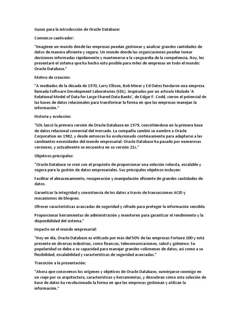 Introducción A Oracle | PDF | Oracle Corporation | Bases de datos
