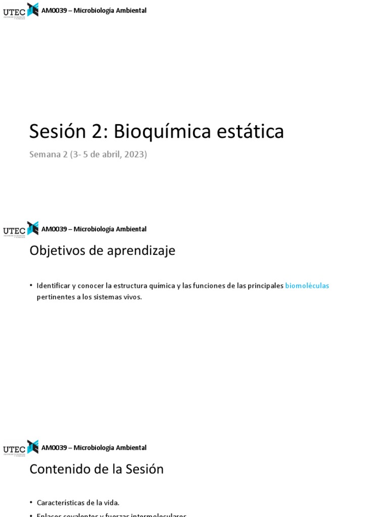 Sesión 2 Bioquímica Estática | PDF