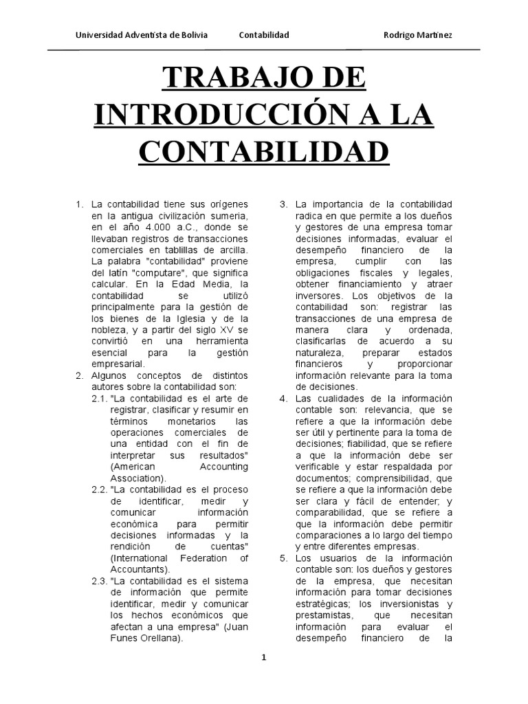 Trabajo de Introducción A La Contabilidad | PDF
