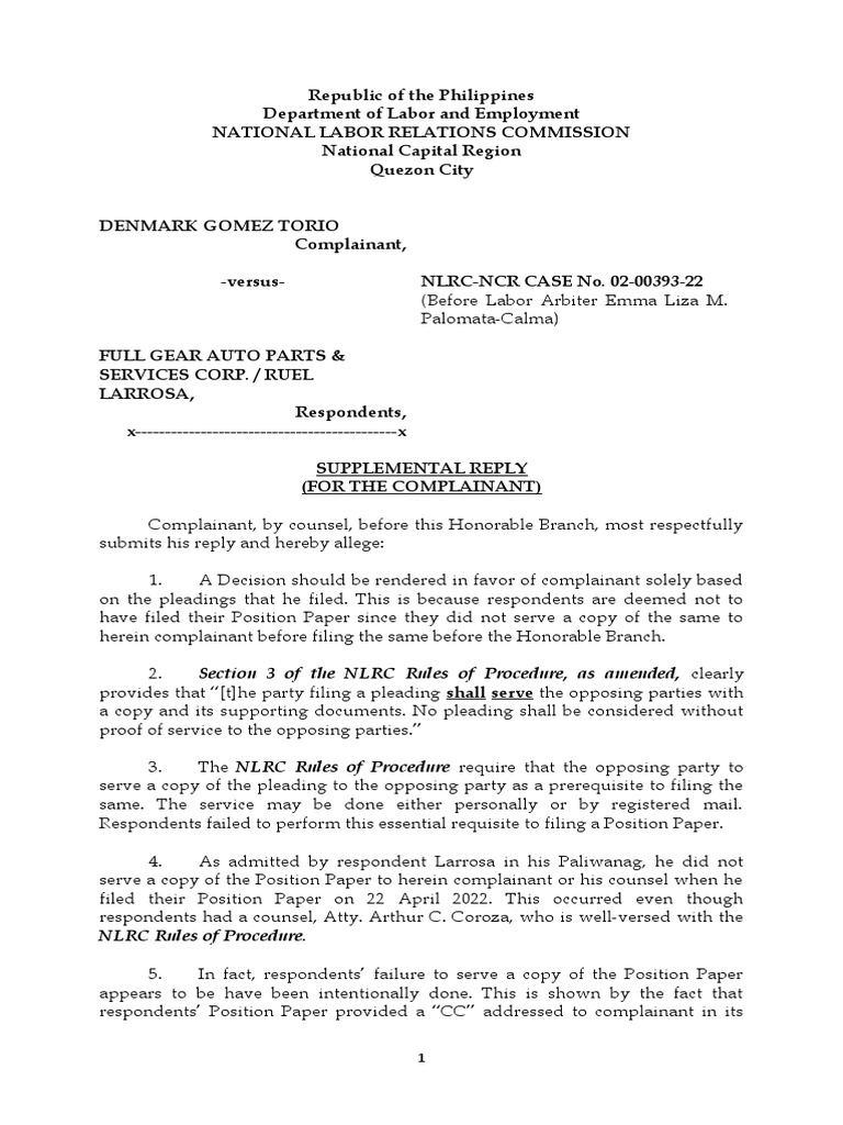 Section 3 of The NLRC Rules of Procedure, As Amended, Clearly ...