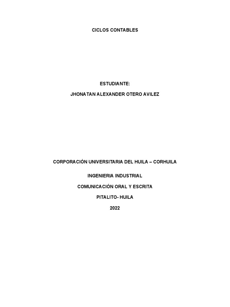 Ciclos Contables y Cuentas T TRABAJO ESCRITO DE COMUNICACION ORAL Y ESCRITA | PDF | Contabilidad ...