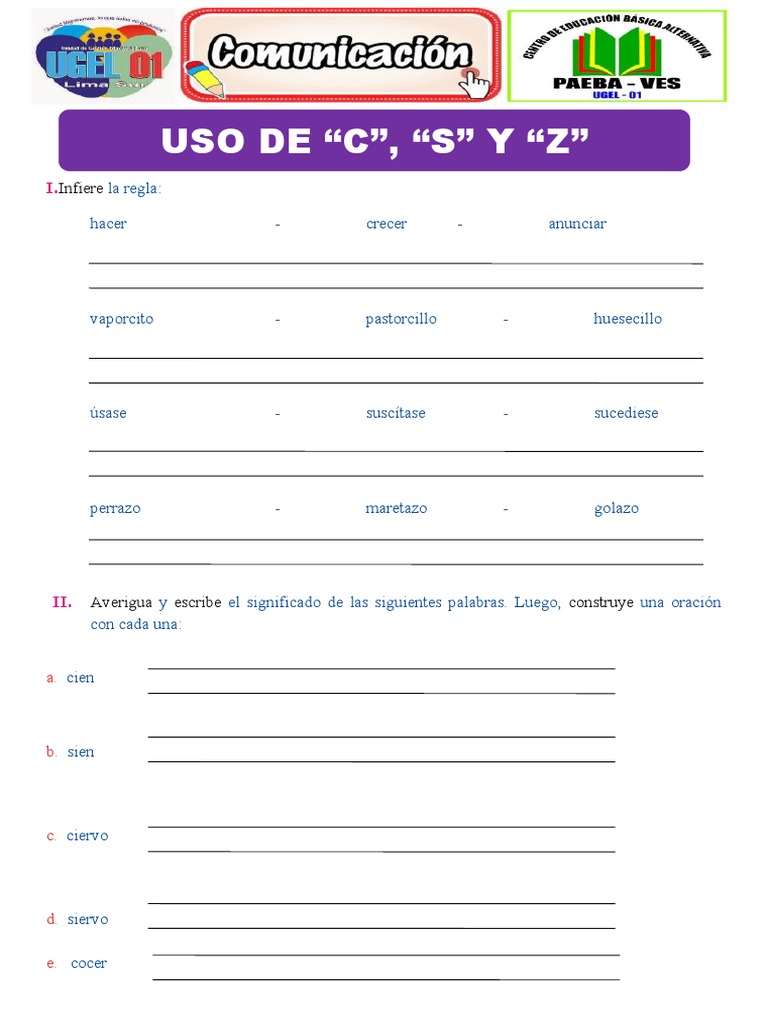 USO DE "C", "S" Y "Z": Comunicación | PDF | Morfología | Idiomas