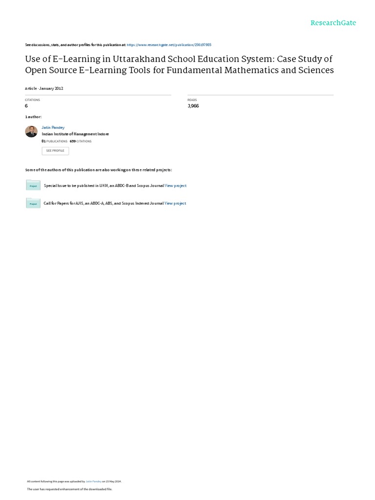 Use of E-Learning in Uttarakhand School Education System: Case Study of Open Source E-Learning ...
