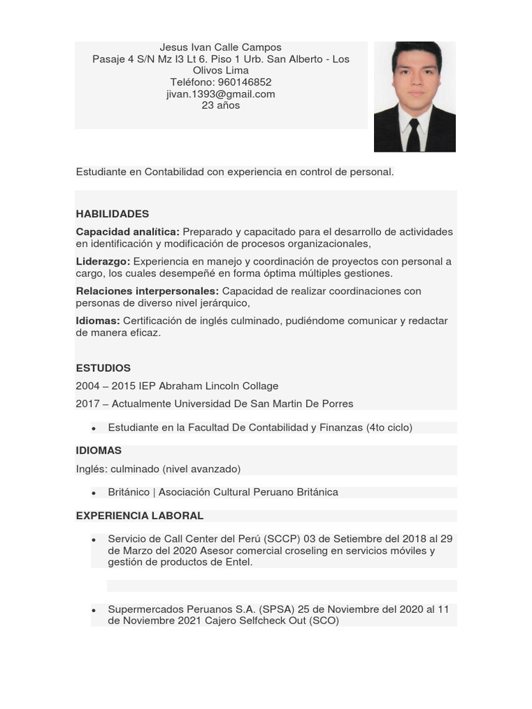 CV JESUS CALLE Actualizado | PDF