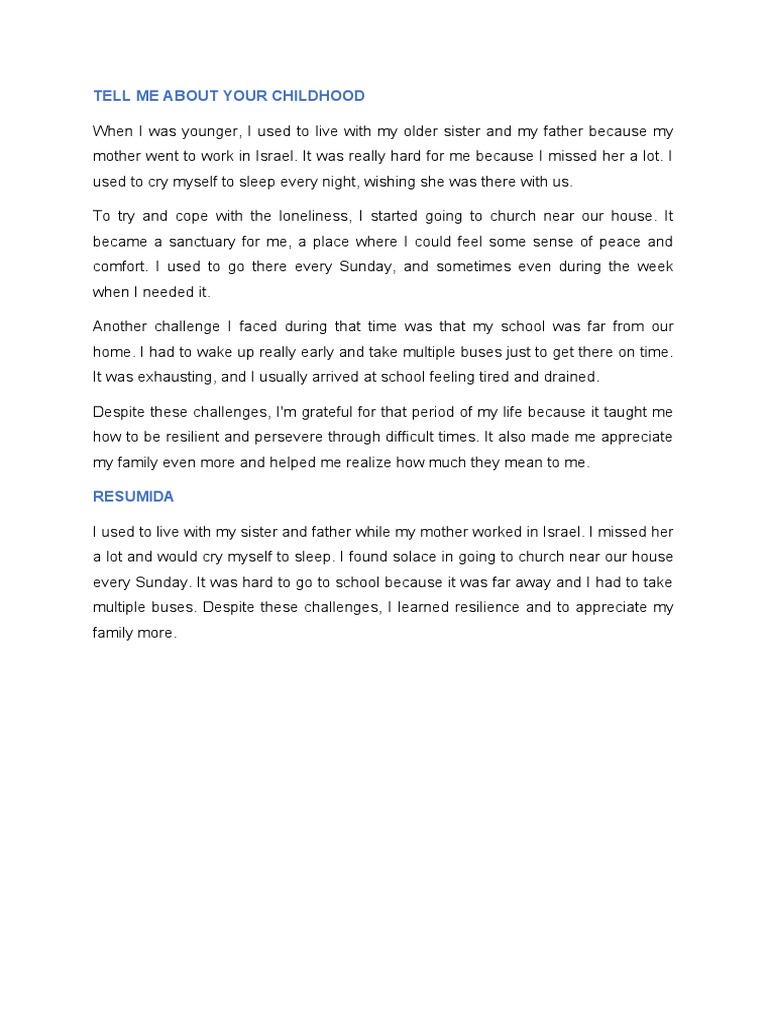 Tell Me About Your Childhood | PDF