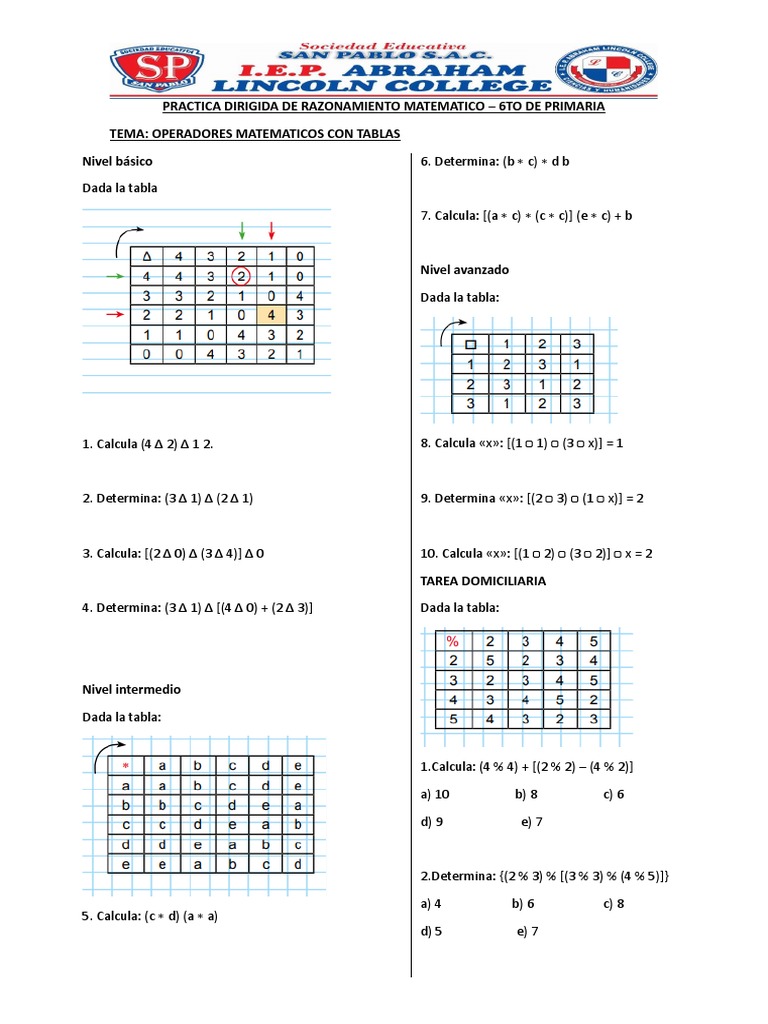 Practica Dirigida de Razonamiento Matematico-6to Primaria | PDF