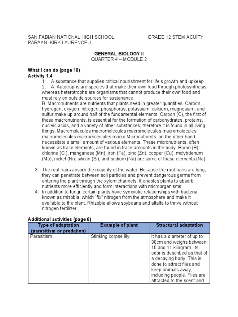 Biology 2 Quarter 4 Module 2 | PDF