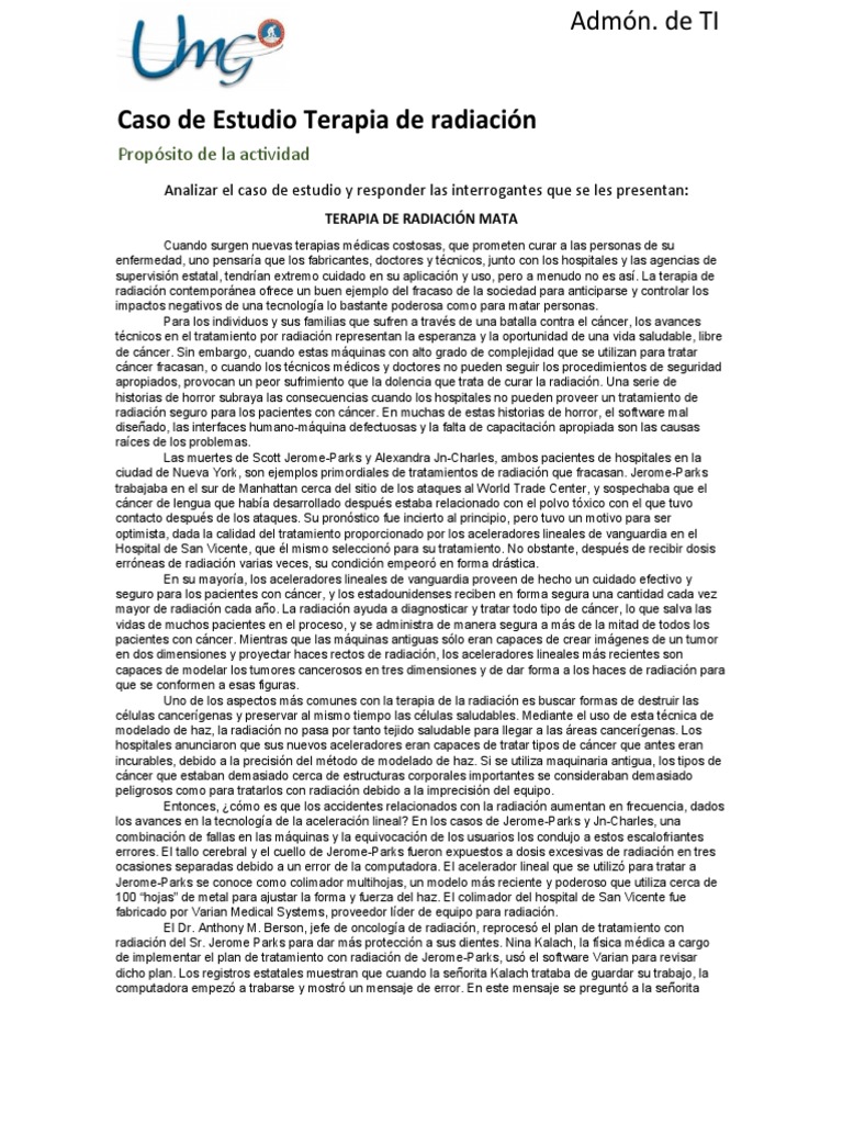 Caso de Estudio 03 - Radiación | PDF | Terapia de radiación | Cáncer