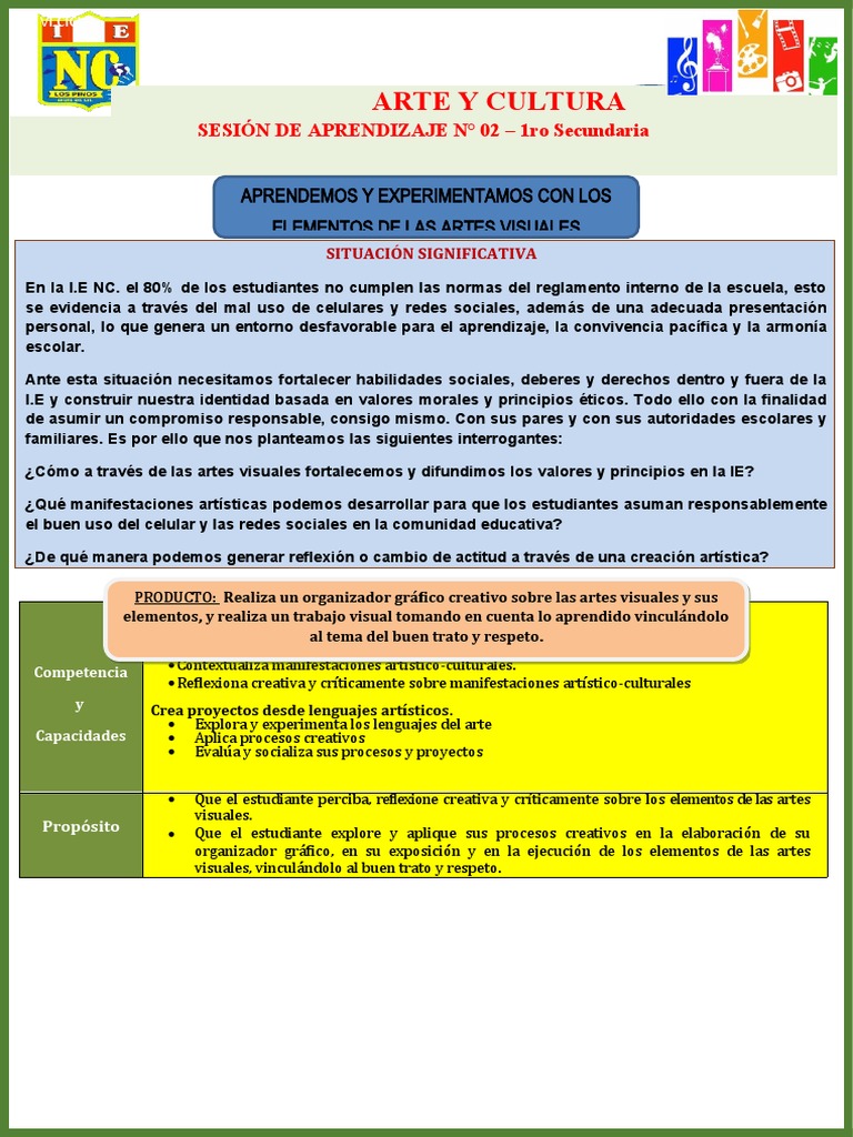 Sesión 2 Arte 1ro Secundaria | PDF | Pinturas | Las artes