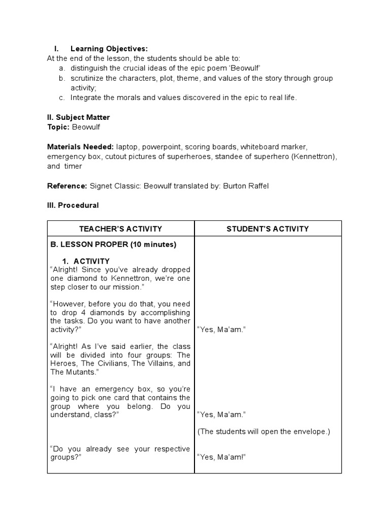 LESSON PLAN For Reading | PDF