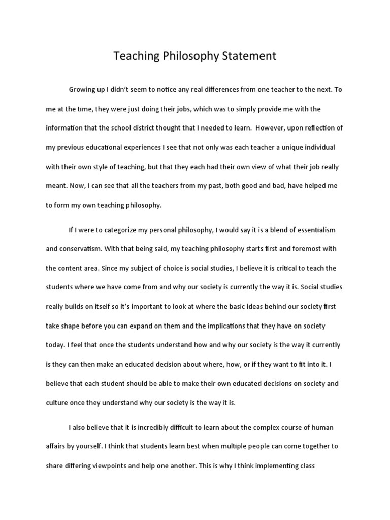 Teaching Philosophy Statement | PDF