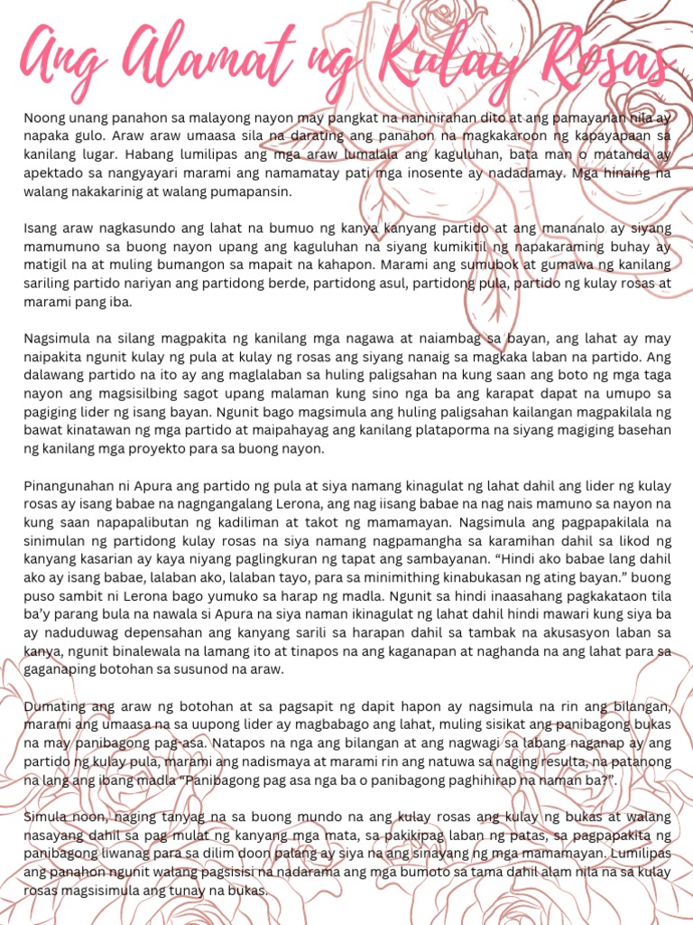 Alamat-ng-Kulay-Rosas-with-design-1 | PDF