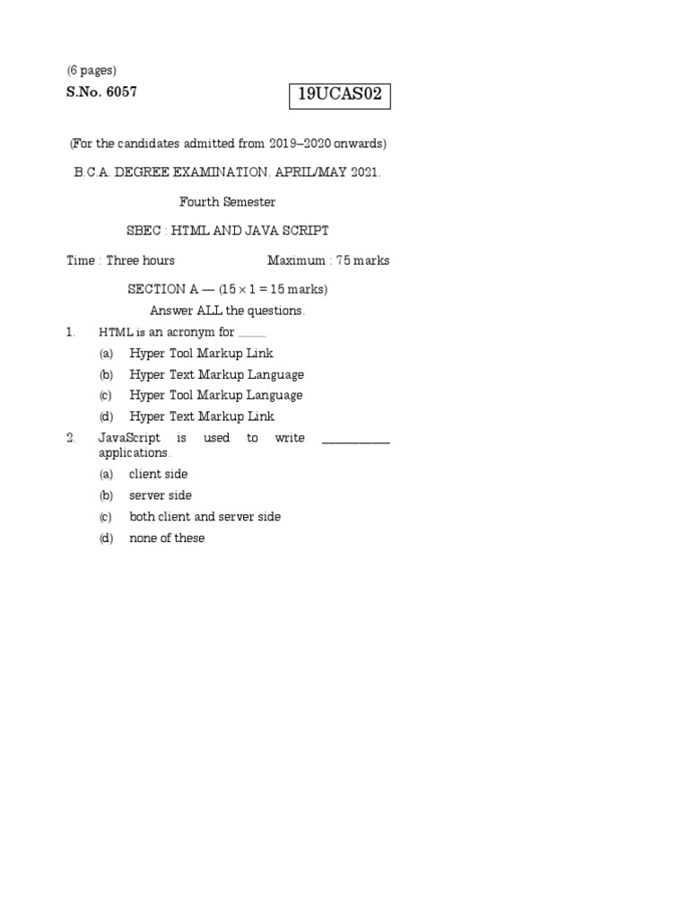 19ucas02 Bca 29 06 2021 FN | PDF | Html | Java Script