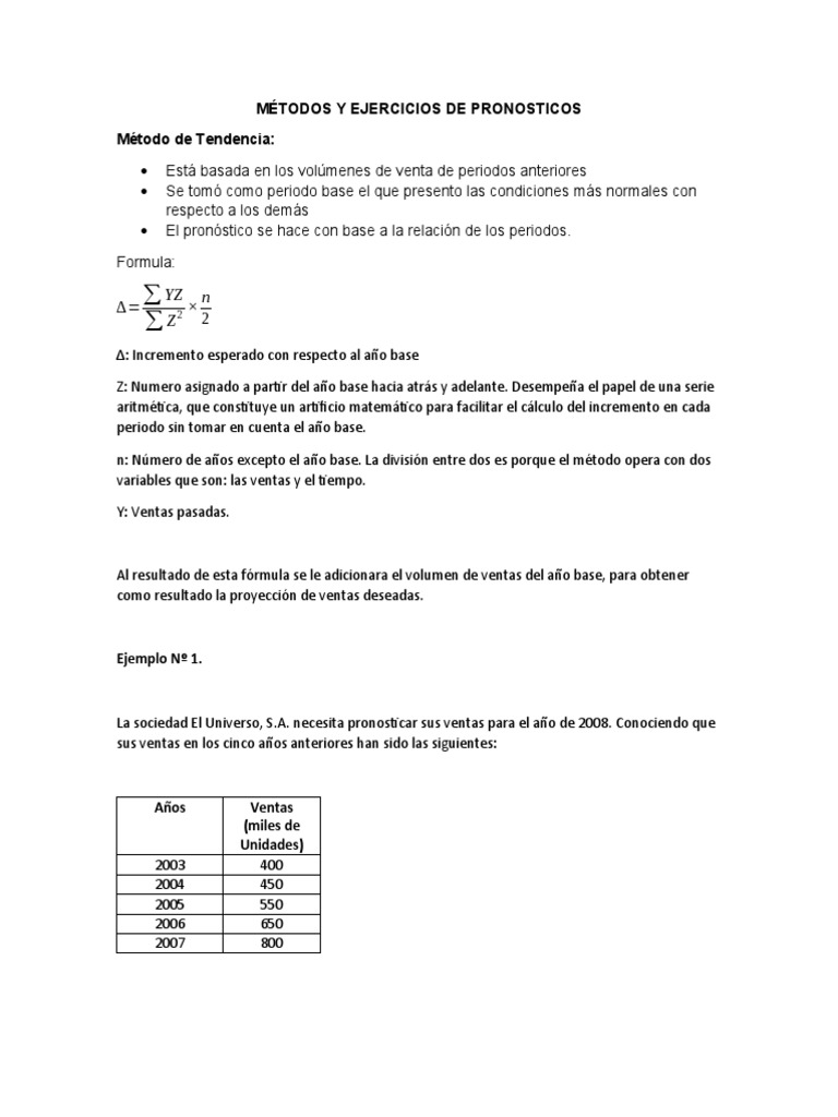 Métodos y Ejercicios de Pronosticos | PDF | Econometría | Análisis matemático