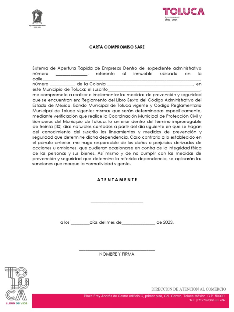 Tol PDF Carta Compromiso Sare 2022 | PDF