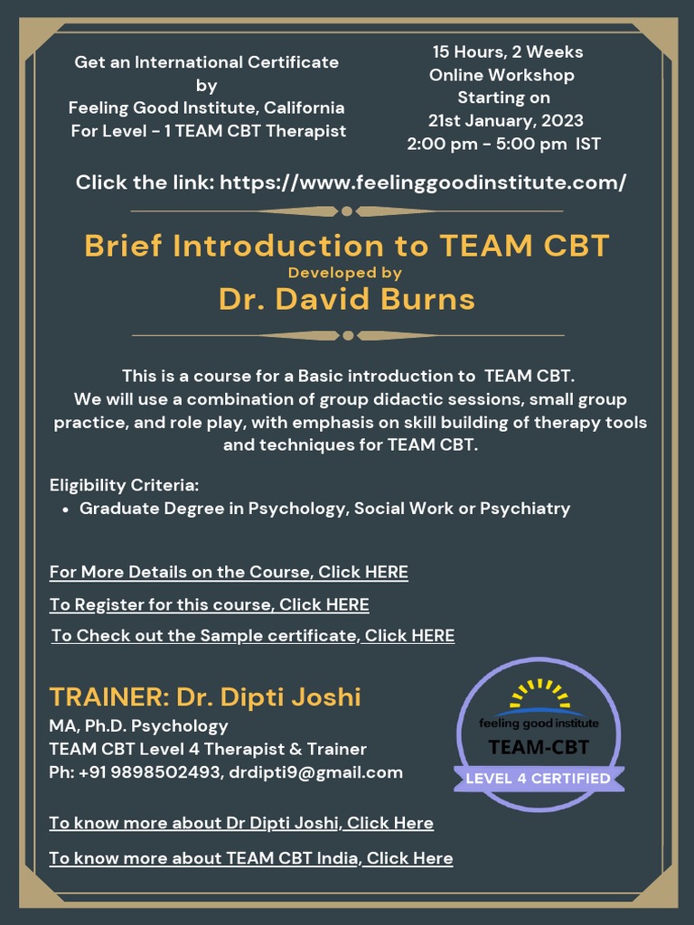 Dipti's Brief Introduction To TEAM CBT | PDF | Career & Growth