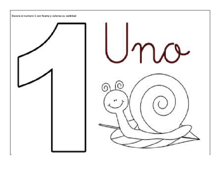 Decora El Numero 1 Con Foamy y Colorea Su Cantidad | PDF
