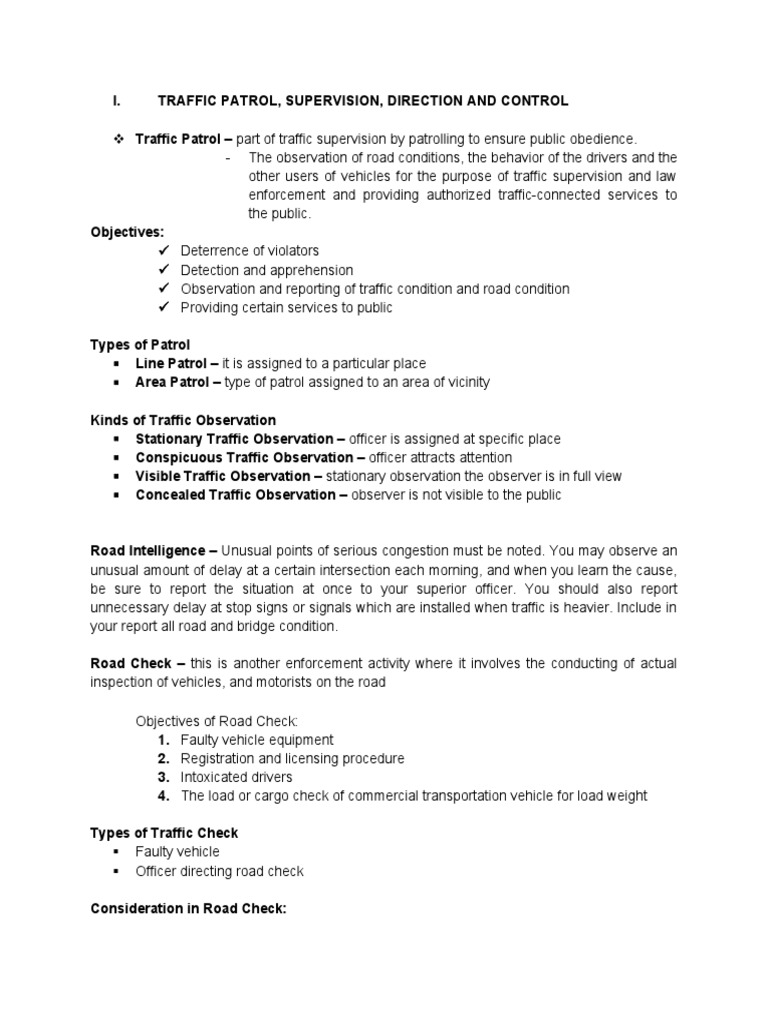 Traffic Patrol and Supervision Guide | PDF | Traffic | Traffic Light