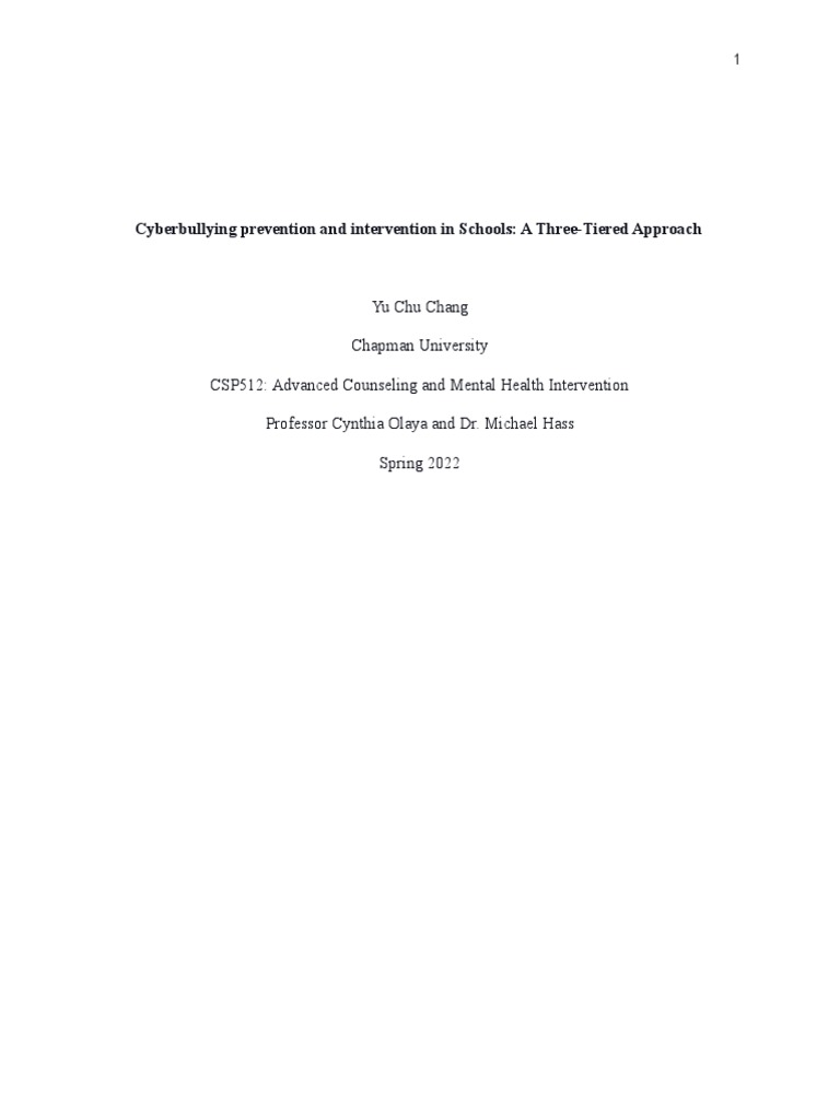 Yu Chu Chang-Cyberbullying Prevention and Intervention in Schools | PDF ...
