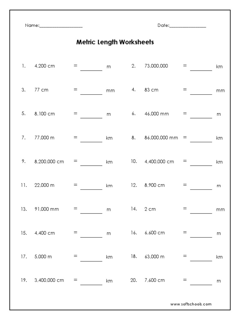 Metric Length Worksheet 4 | PDF