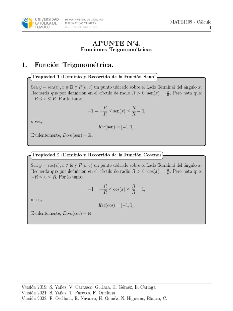 Apunte 4. Funciones Trigonométricas | PDF | Funciones trigonométricas | Función (Matemáticas)