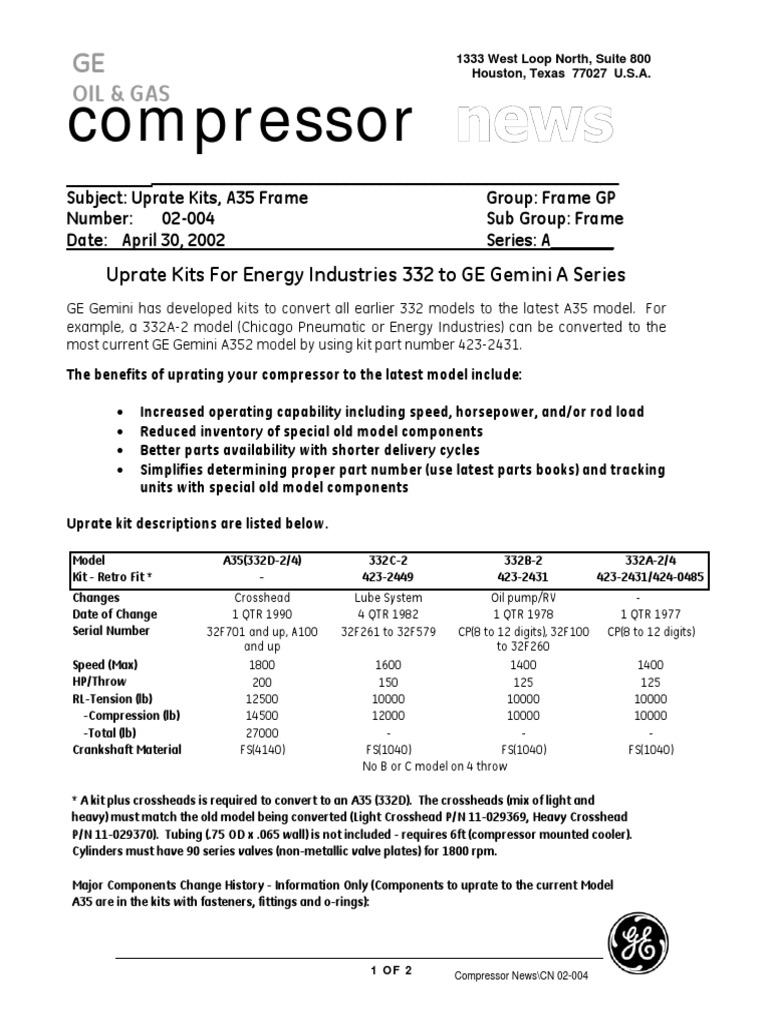 CN 02-004 A Series Frame Uprate Kits | PDF