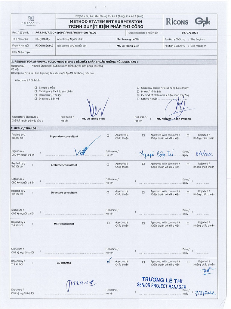 A6.1.MB.RICONS (GPL) .MSS.ME.FP.001.R00 - LẮP ĐẶT ỐNG CỨU HỎA | PDF