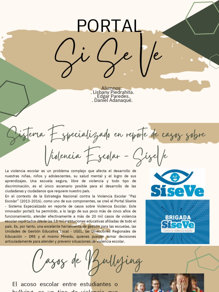 Reporte de casos de violencia escolar en el portal Si Se Ve | PDF