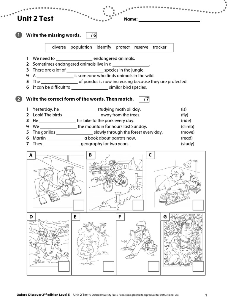 OD2e L5 Tests Unit 2 | PDF | Zoo | Environmental Conservation