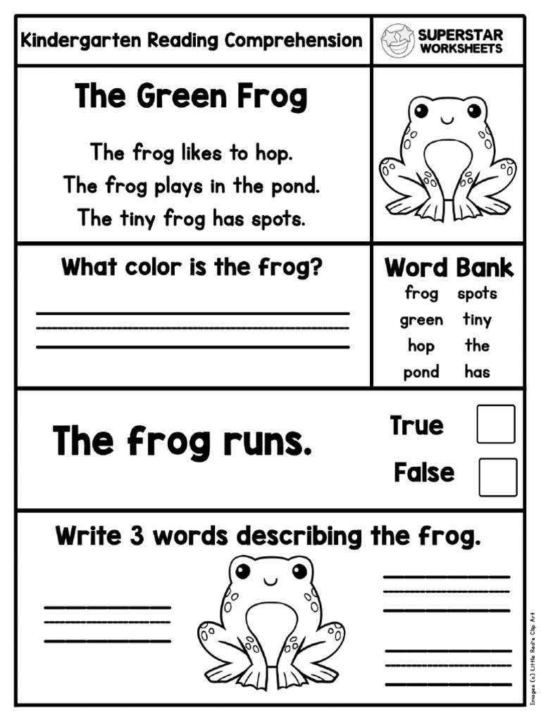 Kindergarten Reading Comprehension Frog | PDF