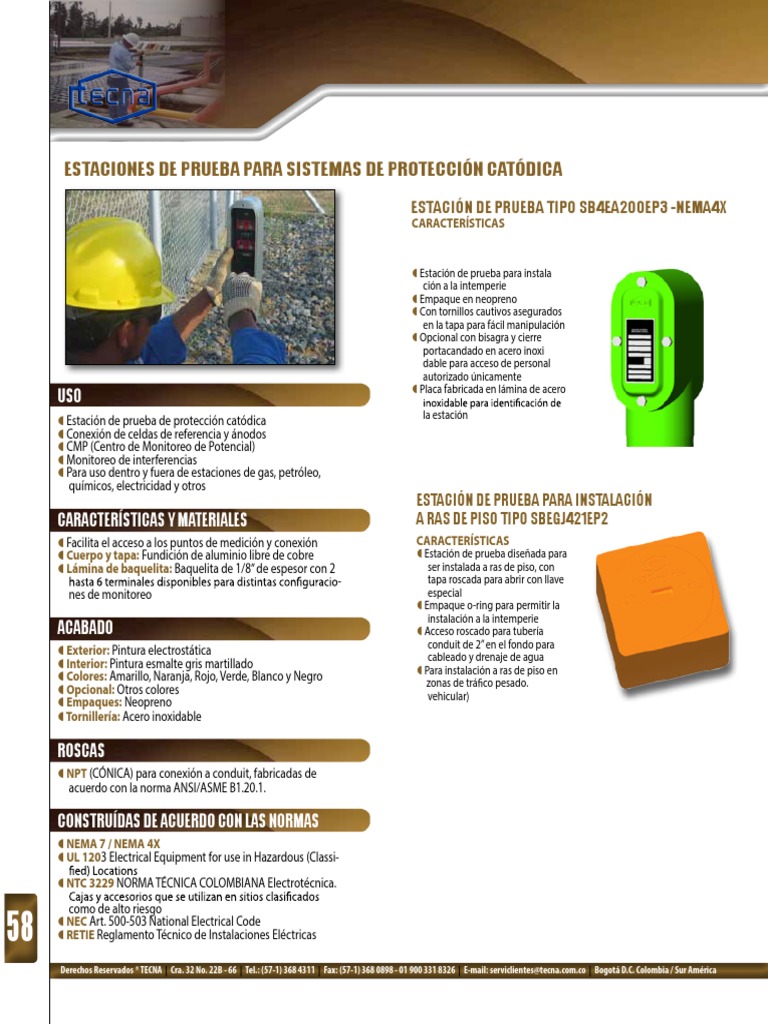 Estaciones de Prueba para Sistemas de Protección Catódica: Características | PDF | Tornillo ...
