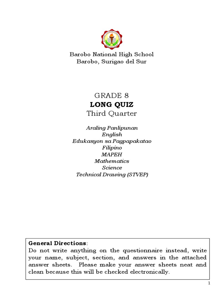 1 Long Quiz 3 | PDF