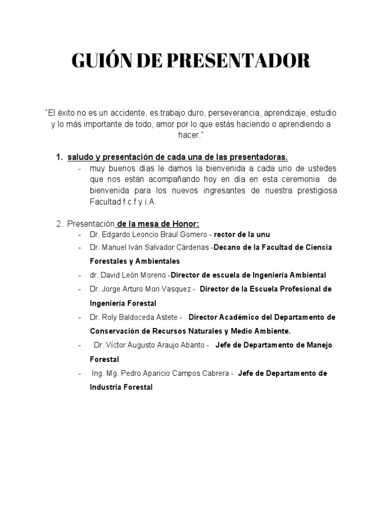 Guión de Presentador | PDF