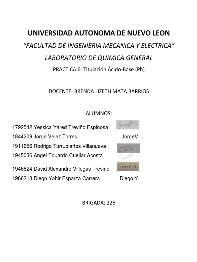 V3 Reporte6 YessicaTrevino 1792542 | PDF | Valoración | Química