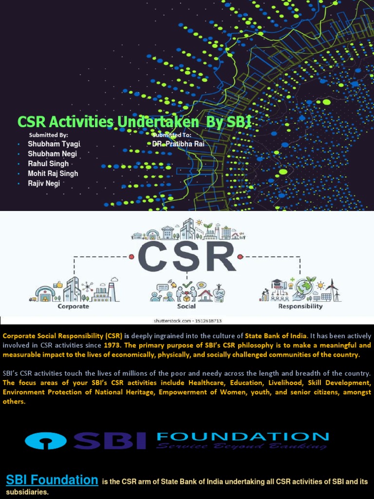 CSR Activities Undertaken by SBI 1 | PDF
