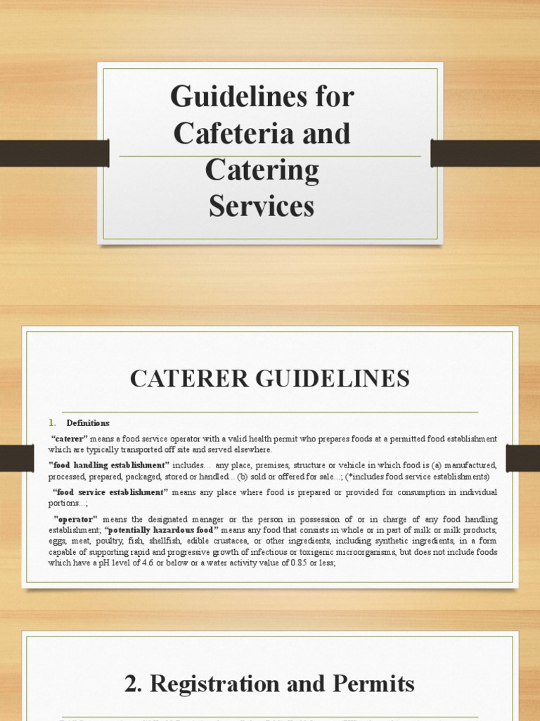 Guidelines For Cafeteria and Catering | PDF | Refrigerator | Foodservice
