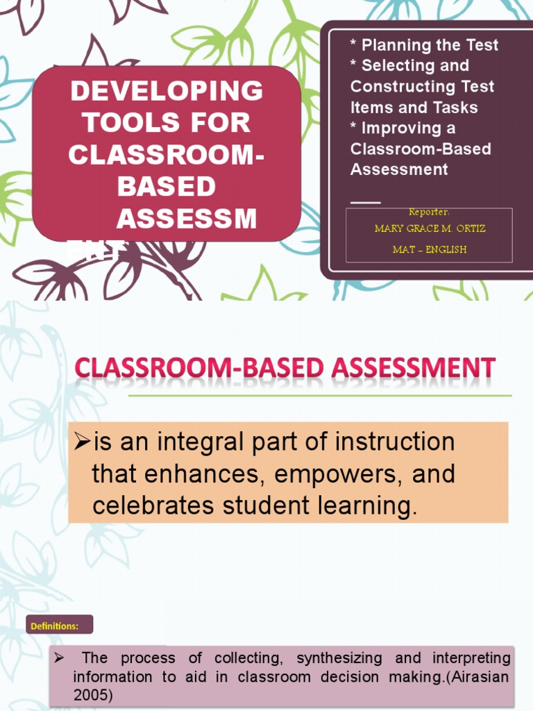 Classroom-Based Assessment Tools Guide | PDF | Educational Assessment ...