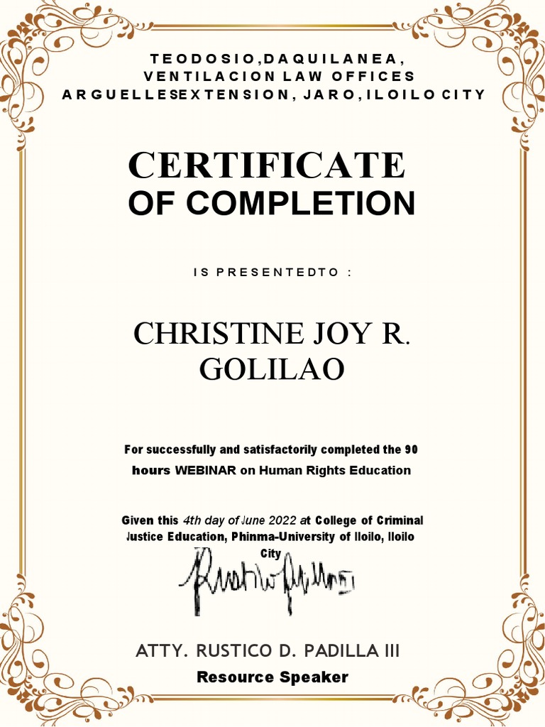 Human Rights Webinar Completion | PDF