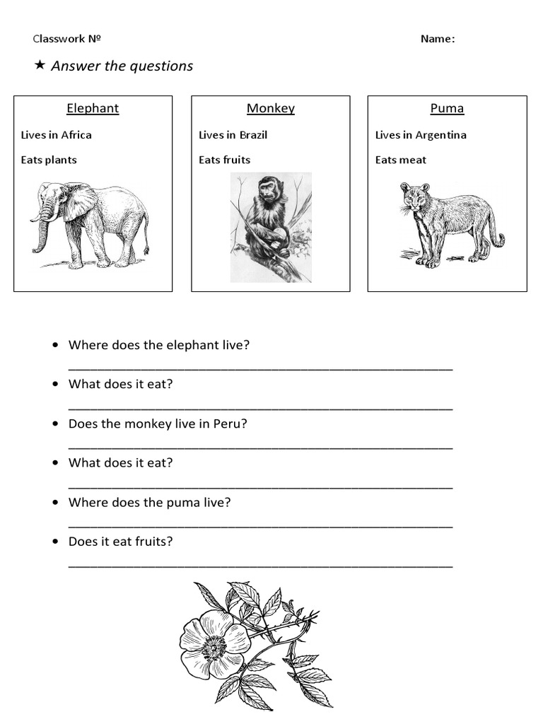Animals Reading Worksheet | PDF | Home & Garden | Wellness