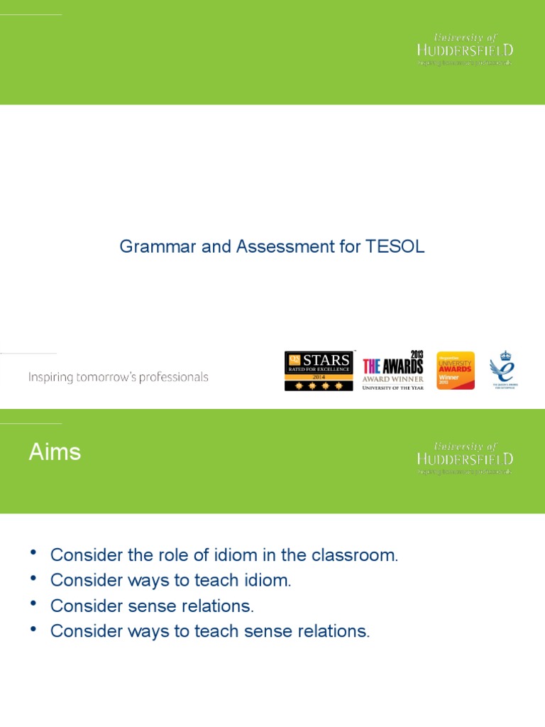 Teaching Idioms and Sense Relations in TESOL | PDF | Idiom | Behavior ...