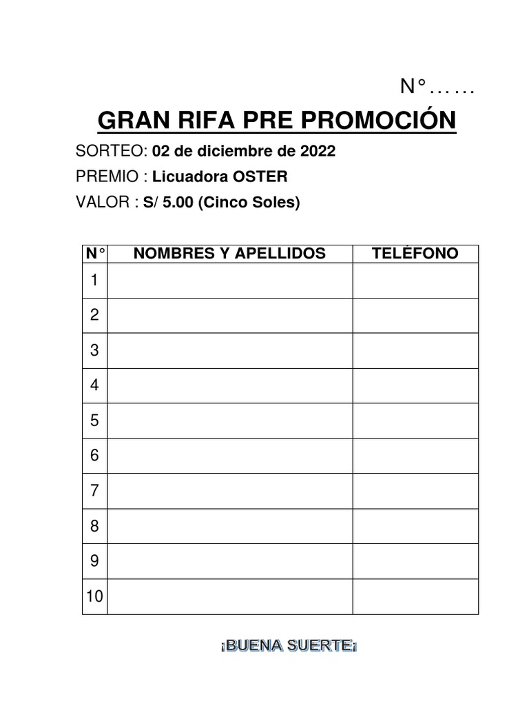 Gran Rifa Pre Promo | PDF | Deportes y actividades al aire libre ...