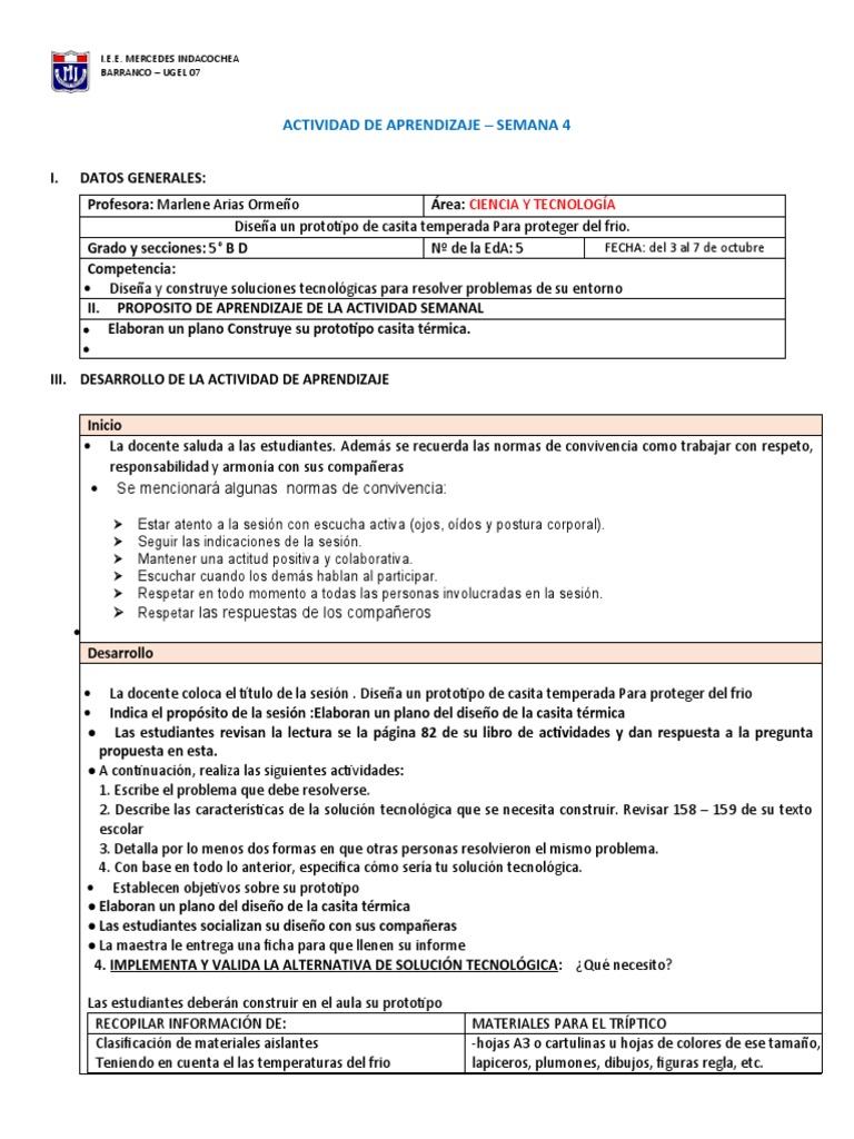 Sesion 4 - CYT 5° - Eda 5 | PDF | Evaluación | Cognición