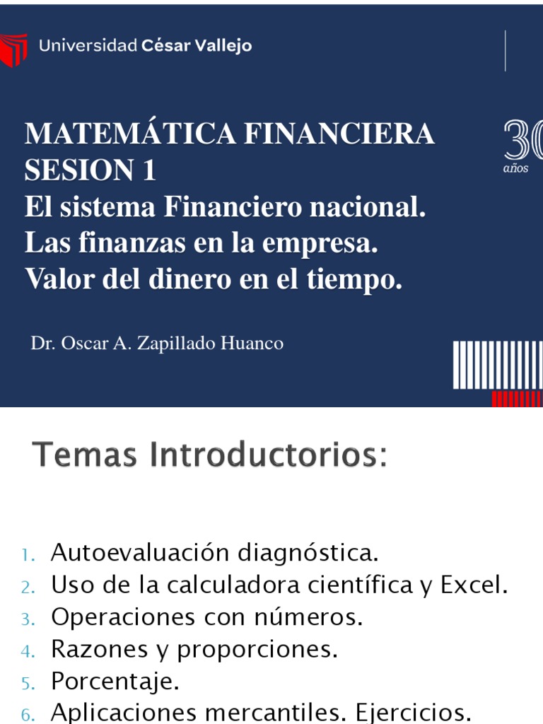Sesion 01 Matefin | PDF | Bancos | Compartir (Finanzas)