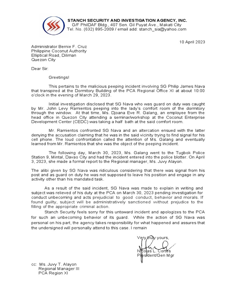 Letter To Admin Cruz | PDF