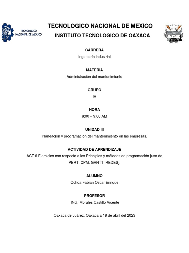 Act.6 - Adm. Man. Ochoa Fabian | PDF | Planificación