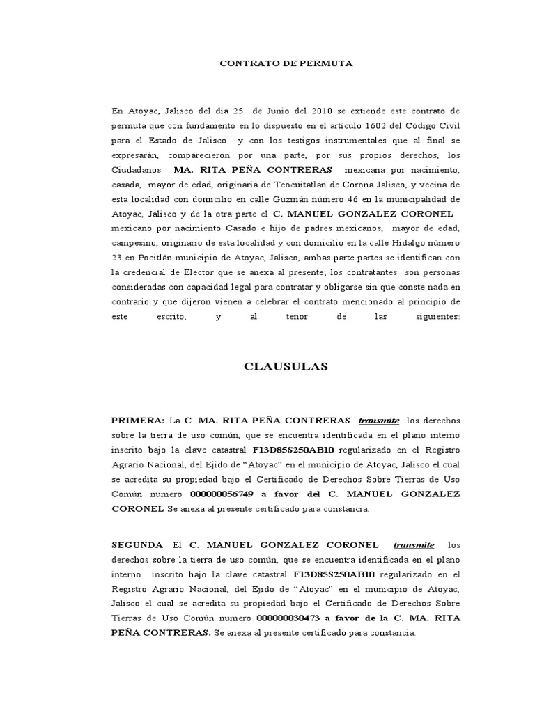 Contrato de Permuta | PDF