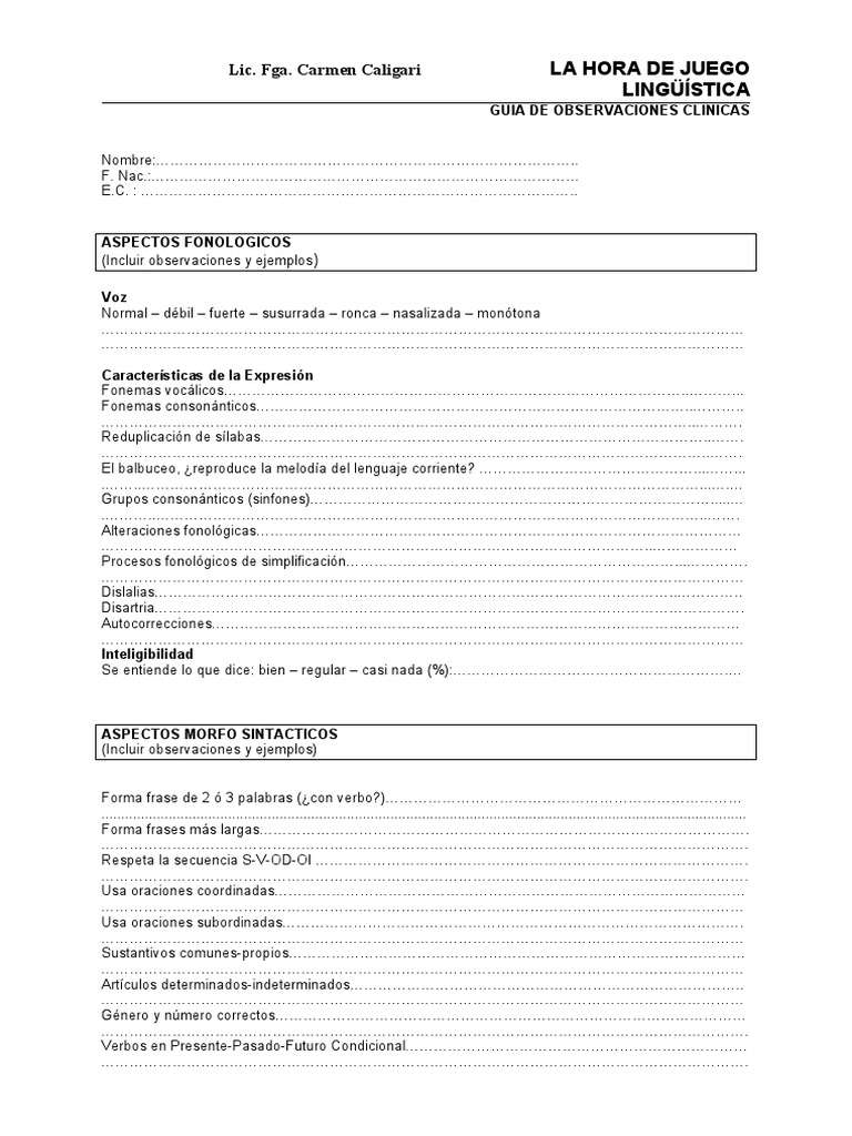 LA HORA DE JUEGO LINGÜÍSTICA Protocolo | PDF | Lingüística | Comunicación humana